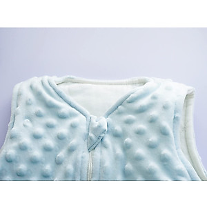 ZIGJOY Baby Sleeping Bag Three-Layer Thicken Swaddle Blanket for Newborn 0-9 Months 2-Way Zipper Fleece Blanket Baby Sleeping Bag Widen Hem Baby Winter Sleeping Sack(Light Blue)