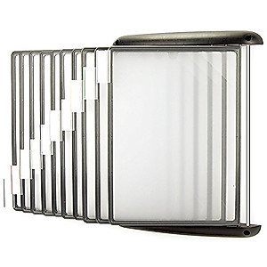 Aidata FDS022L E-Z Wall Mount Reference Organizer, Black, Can display 20 pages of reference sheets, Pockets swivel independently of the base to position pages where you want them