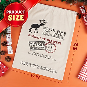 JOYIN Christmas Burlap Gift Bag 26" x 19" Inch, Extra Large Santa Sack with Drawstring for Xmas Presents Package Storage, Reusable Holiday Party Supplies Christmas Party Favors