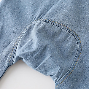 Alunsito Autumn Toddler Baby Boy Romper Long Sleeve Jumpsuit Animal Printed One-Piece Button-Down Denim Bodysuit Giraffe 73 3-6 Months