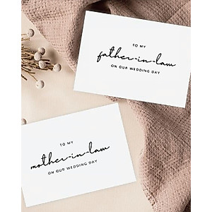 Set of 2 Parents In Law Wedding Day Card, Parents In Law Of The Bride/Groom Gifts, To My Father In Law On Our Wedding Day, To My Mother In Law On Our Wedding Day. （Father/Mother-in-Law B）