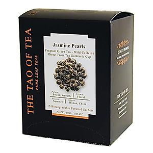 The Tao of Tea Jasmine Pearls Box Pyramid Sachets, 1.05 Ounce, Box of 15 Sachets