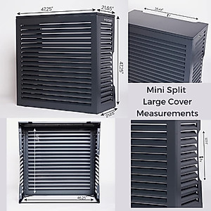 Airdeko's Mini Split AC Cover for Outside Units Sturdy Aluminum, Optimal Performance & Protection of Mini Split System Outdoor Condenser Compatible with Airdeko's Anti-Theft System (Charcoal, Large)