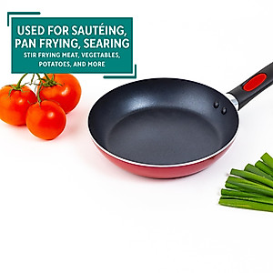 Mirro A79602 Get A Grip Aluminum Nonstick Fry Pan Cookware, 8-Inch, Red -