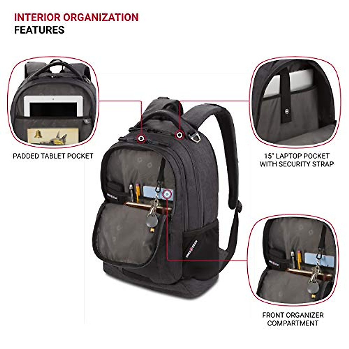 SwissGear Cecil 5505 Laptop Backpack, Charcoal, 18-Inch