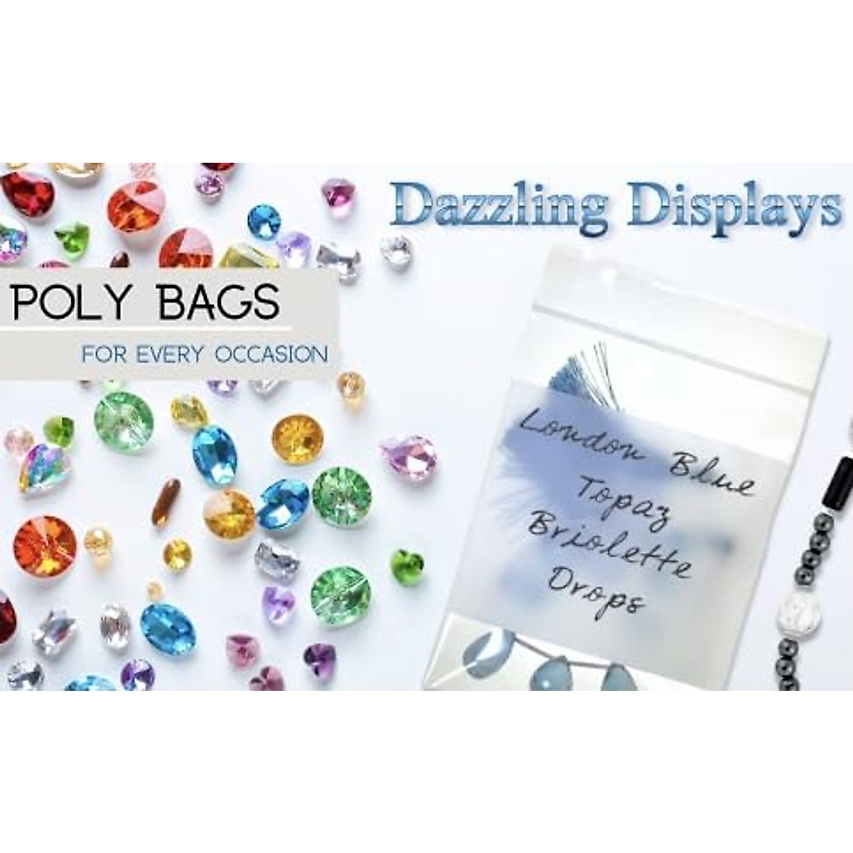 Dazzling Displays Small Plastic Bags - 100 Pack of 2 Mil, 2 x 2 Inch Resealable Self-Locking Jewelry Bags, Ideal Small Bags for Organizing & Storage