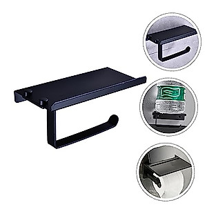 OSALADI Roll Shelf Toilet Paper Stand Toilet Paper Phone Bathroom Paper Holder Paper Towel Mount Wall Mount Clothing Rack Multi Purpose Hanger Roll Paper Rack Toilet Paper Bracket Black