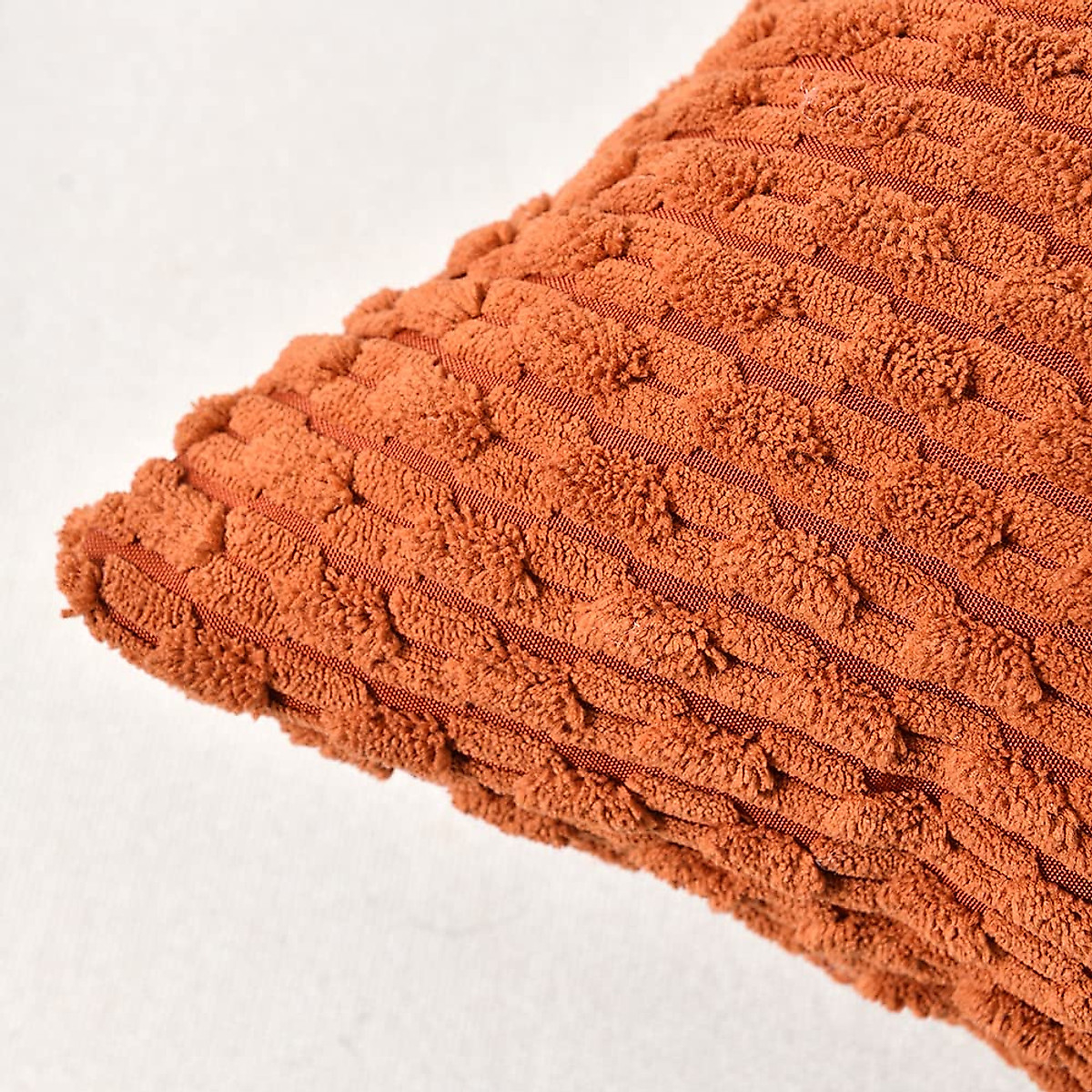 Fancy Homi 2 Packs Rust Decorative Throw Pillow Covers 18x18 Inch for Couch Bed Sofa, Modern Farmhouse Boho Home Decor, Soft Cute Plush Corduroy Cushion Case 45x45 CM