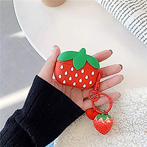 LEWOTE Airpods Pro Silicone Case Funny Cover Compatible for Apple Airpods Pro[Fruit Dessert Series][Best Gift for Kids Friends Boys Girls] (Strawberry)