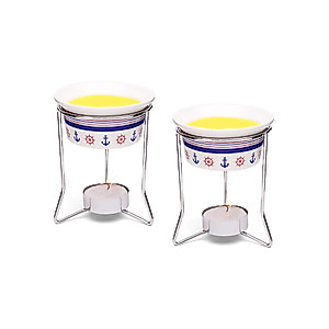 Nantucket Seafood Ceramic Butter Warmers, Nautical Design, Set of 2