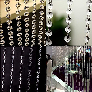 JIAKAI 16.5 Feet Hanging Clear 14mm Daimond Acrylic Crystal Garland for Manzanita Tree Centerpiece, Chandelier Bead Lamp Chain, Christmas/Wedding Party Decoration and DIY Craft Jewelry Decoration