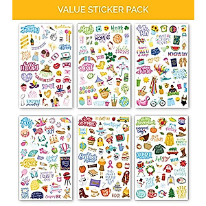 bloom daily planners Planner Sticker Value Pack (13 Unique Sheets / 1,000+ Aesthetic Stickers) - New Variety Assortment Bundle for Planning & Decorating