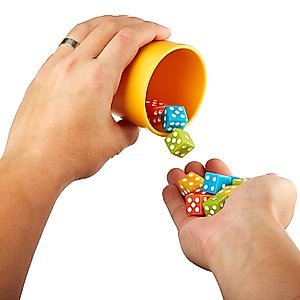 Tossing Tens - 50+ Fast, Frenzied Dice Games and 40 Colorful Dice - Included Deck of Unique Dice-chucking Activities for Game Night, 1-4 Players, Quick Play Time, Math Games (Deluxe w/Dice Cups)