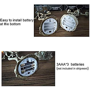 Christmas Candle Light, Skeleton Skull Candle Holder Light Flameless Lights Lamps Indoor Outdoor Battery Operated Flameless Candles for Halloween Festival Home Party Bar Decoration - Silver