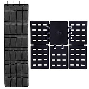 Gorilla Grip Shoe Organizer and Shirt Folding Board, Shoe Organizer Size Large 24 Pockets, Holds up to 40 Pounds, Folding Board Size 12.6 x 9.65, Adult Clothing, Both in Color Black, 2 Item Bundle