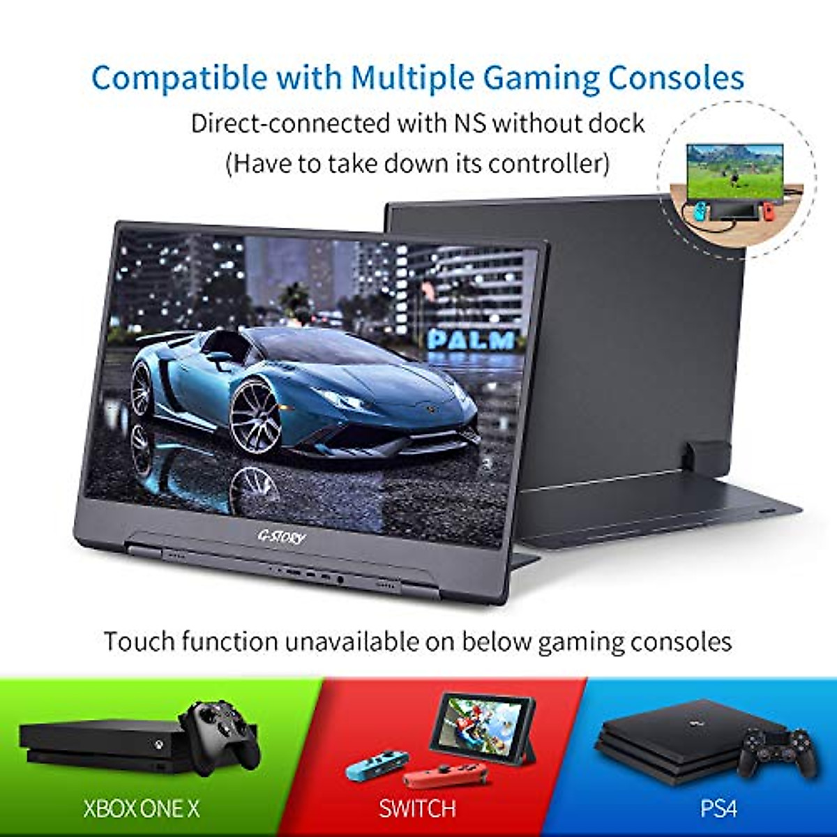 G-STORY 15.6 Inch Portable Touchscreen Monitor Ultrathin FHD 1080P IPS Portable Gaming Monitor for Laptop PC Mac Phone PS4 PS5 XB Series Direct-Connected HDR FreeSync USB C VESA Mount