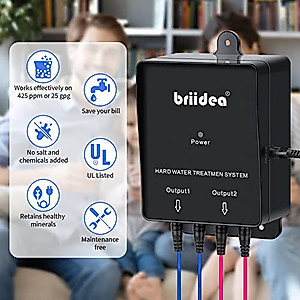 briidea Water Descaler, Water Descaler Whole House, Salt-Free Hard Water Softener, Reduces the effects of Limescale