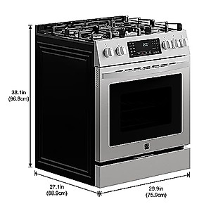 Kenmore Front Control Gas Range Oven with 5 Cooktop Burners, True Convection, Steam and Self Clean, Freestanding Stainless Steel Stove and Oven, 4.8 cu. ft. Capacity