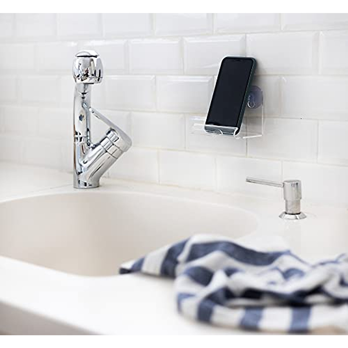 Acrylic Shower Phone Holder - Bathroom Phone Holder - Shower Cell Phone Holder (Transparent)