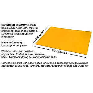 The Original Cleaning Shammy 6-Pack, 20" X 27", X-LARGE, Multi-Purpose, Super Absorbent Cleaning Cloth, 100% Rayon, Made In Germany, For Washing, Waxing, Buffing, Kitchen Use and More!