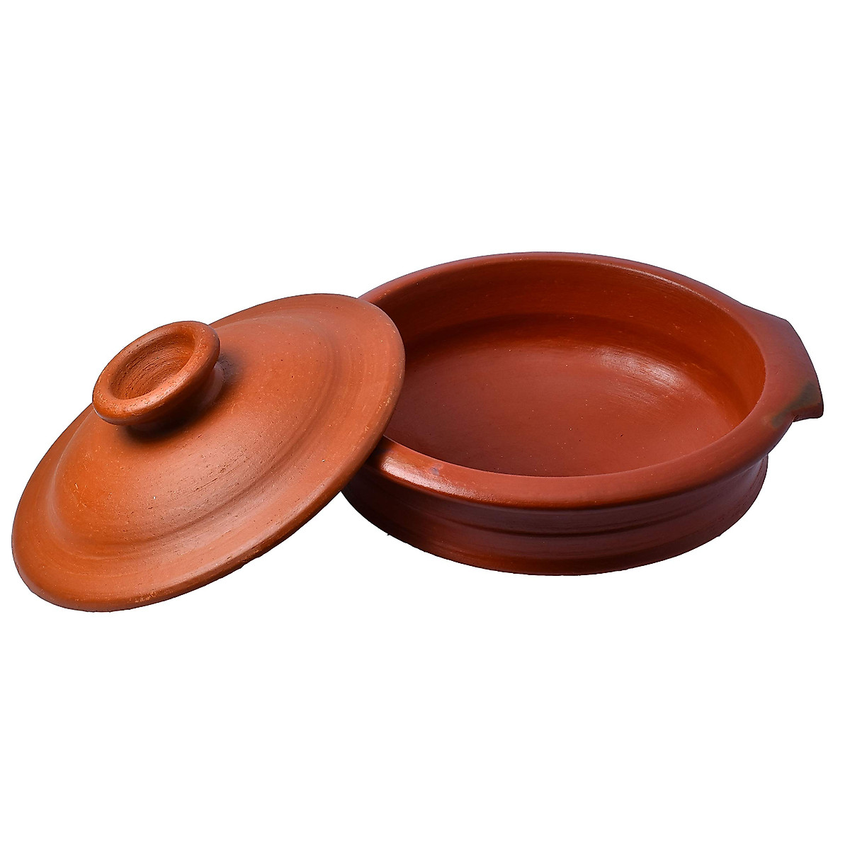 Indian best traditional cookware earthenware| Cookware for Cooking and Serving- Handi Small Size-Organic-Pre-Seasoned-Natural Red- 3 Liter with Lid