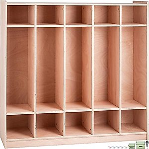 Happybuy 5-Section Classroom Coat Locker, 15mm Thickness Cubbies for Classrooms, Classroom Cubbies, Classroom Furniture with 4 casters for Home, School, Kindergarten