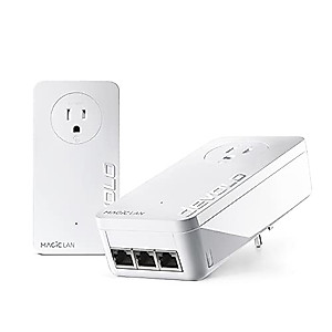 devolo Magic 2 LAN triple Powerline Starter Kit | 2000 Mbps | G.hn Wave 2 | 2 Passthrough Adapters | 4x Gb LAN Ports [3+1] | Plug & Play | 1,600 ft. Coverage | Best for multimedia use