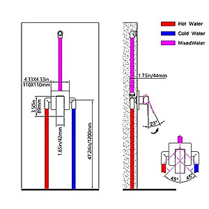Shower Mixer Valve Kit Wall Mount Bathroom Copper Faucet Shower Mixer Set Rough in Valve and Trim Kit, Dr Faucet Polished Chrome