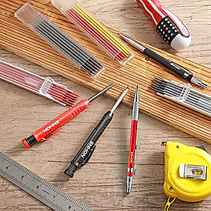 Enhon Mechanical Carpenter Pencils Kit with 40 Refills, 4 PCS Colorful Deep Hole Woodworking Pencils with Built-in Sharpener, Carpentry Marking Scribe Tools for Architect Construction