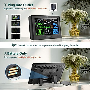 BOZYBO Weather Station Wireless Indoor Outdoor Thermometer: Digital Weather Thermometer with Atomic Clock Temperature Humidity Monitor with Calendar Adjustable Backlight and Calendar