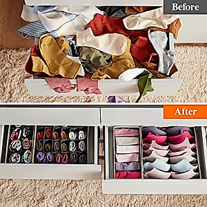 Lifewit 4 PCS Drawer Underwear Organizers, Bundle with 6 PCS Drawer Underwear Organizers, Grey