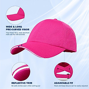 Criss Cross Hat High Ponytail Baseball Caps for Women with Reflective Trim, Lightweight Mesh Performance Running Cap Black
