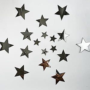 40PCS 3D Acrylic Mirror Silver Stars Wall Stickers with Adhesive Art Decal Wall Art Decor Baby Kids Bedroom Home DIY Decor Removable Stickers (Silver Stars)