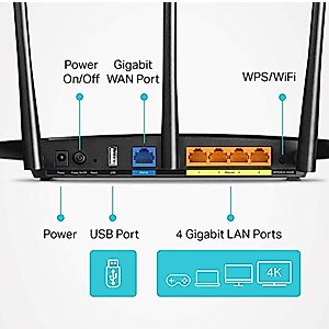 TP-Link AC1900 Smart WiFi Router (Archer A9) - High Speed MU-MIMO Wireless Router, Dual Band, Gigabit, VPN Server, Beamforming, Smart Connect, Works with Alexa, Black