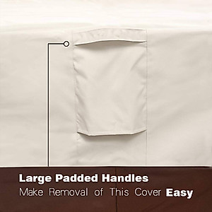 Vailge Waterproof Patio Furniture Set Cover, Lawn Patio Furniture Cover with Padded Handles, Patio/Outdoor Table Cover, Patio/Outdoor Dining Square Table Chairs Cover(Small,Beige & Brown)