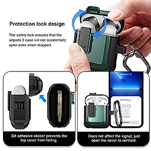 leQuiven for AirPod Case, Cover for AirPods 2nd Generation Case with Lock, Case Cover for AirPod Case 1st Generation, Supports Wireless Charging for AirPods 1st & 2nd [Front LED Visible]