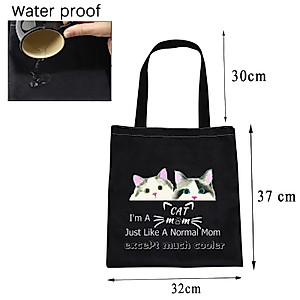 Cat Mom Gifts Cat Mom Tote Bag for Women Funny Cat Lovers Gifts for Cat Owner Cat Lady Gifts Reusable Shopping Shoulder Bag (Cat Mom Tote Bag)