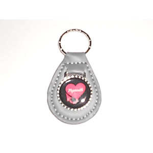 1967 1968 1969 1970 FURY VIP BARRACUDA VALIANT HEART LOGO LEATHER KEYCHAIN - DARK GREY