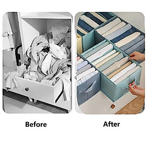 Wardrobe Clothes Organizer Foldable Jeans Drawer Organizer, Closet Organizers and Storage Box, Clothes Organizer for Folded Clothes, Jeans, Sweater, T-shirts (9 Grids, Blue，2Pack)