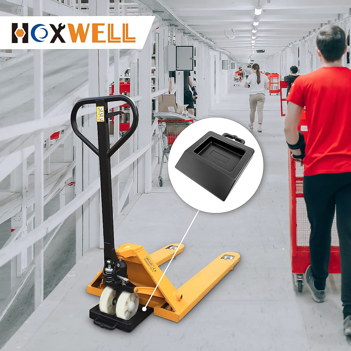 HOXWELL Pallet Jack Heavy Duty Wheels Chock for Truck, Durable Black Pallet Jack Stopper, 14.2" Length x 11.8" Width x 2" Height, 1 Pack