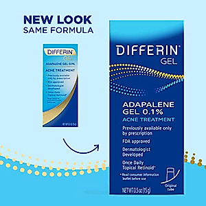 Differin Acne Treatment Gel, 60 Day Supply, Retinoid Treatment for Face with 0.1% Adapalene, Gentle Skin Care for Acne Prone Sensitive Skin, 15g Tube (Pack of 2) (Packaging May Vary)