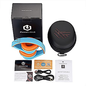 PowerLocus Kids Headphones Over-Ear, Bluetooth Wireless Headphones for Kids,with Microphone, Safe 85DB Volume Limited, Foldable with Carry Case, Audio Cable, Micro SD mode for Online Classes,PC,Phones