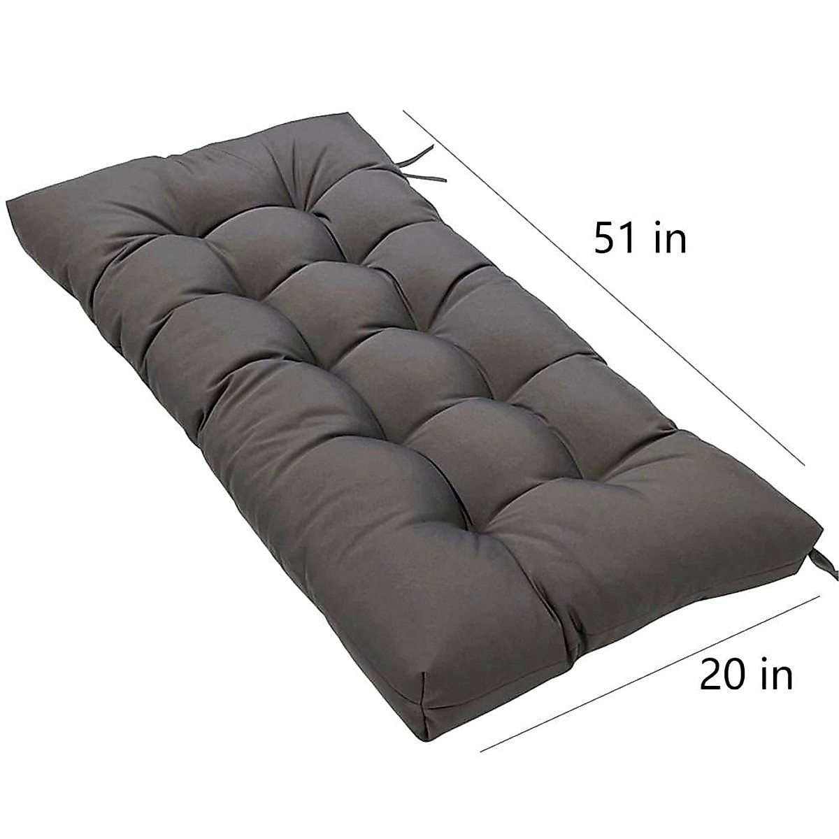 Waterproof Outdoor Bench Cushion, 51"x20", Swing Cushion Patio Furniture Cushions 3 Seater, for Garden Patio Furniture Lounger Bench (Dark Grey)