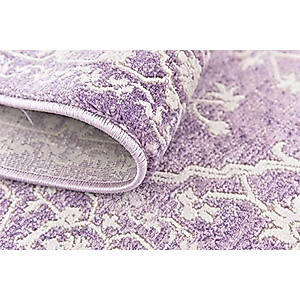 Unique Loom Traditional Classic Intricate Design Distressed Vintage Detail, Area Rug, 4 ft x 6 ft, Purple/Ivory