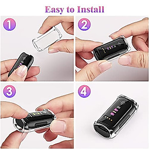 3 Pack - Fintie Case Compatible with Fitbit Inspire 3 / Inspire 2 / Inspire HR, Flexible Soft Full-Around watch Screen Protector TPU Case Cover Bumper Shell, Black+Clear+Rose Pink