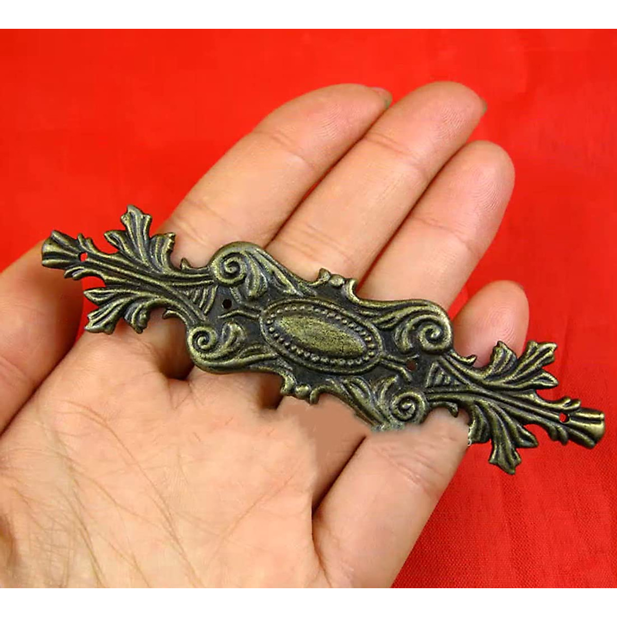 dophee 4 Pack Retro Decorative Corners Bracket, Antique Bronze Applique Furniture Chest Case Wooden Box Feet Leg Corner Protector Guard Furniture Fittings with Mounting Nails, 100x23mm/3.94"x0.91"