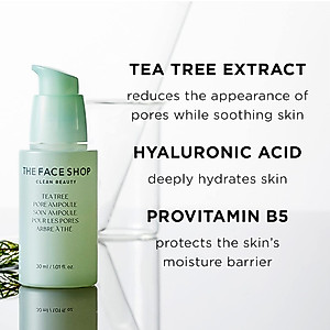 The Face Shop Tea Tree Pore Ampoule - Soothes & Moisturizes Skin, Exfoliating, Hydrating Face Serum, Minimizes Pores - AHA, BHA, PHA, Hyaluronic Acid, Panthenol - Korean Skin Care Moisturizer