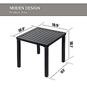 MEOOEM Patio Side Table End Table, Metal Patio Coffee Bistro Garden Side Table.