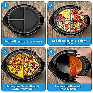 OUTXE Slow Cooker Divider Liner fit 6 QT Crockpot, Reusable & Leakproof Silicone Crockpot Divider, Dishwasher Safe Cooking Liner for 6 Quart Pot (Grey)