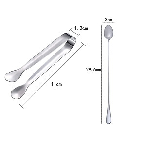 5 packs ice sugar tongs and ice mixing spoon set stainless steel ice clamp mini kitchen Tongs Multi-functional ice sugar clamp suitable for kitchen bar cafe